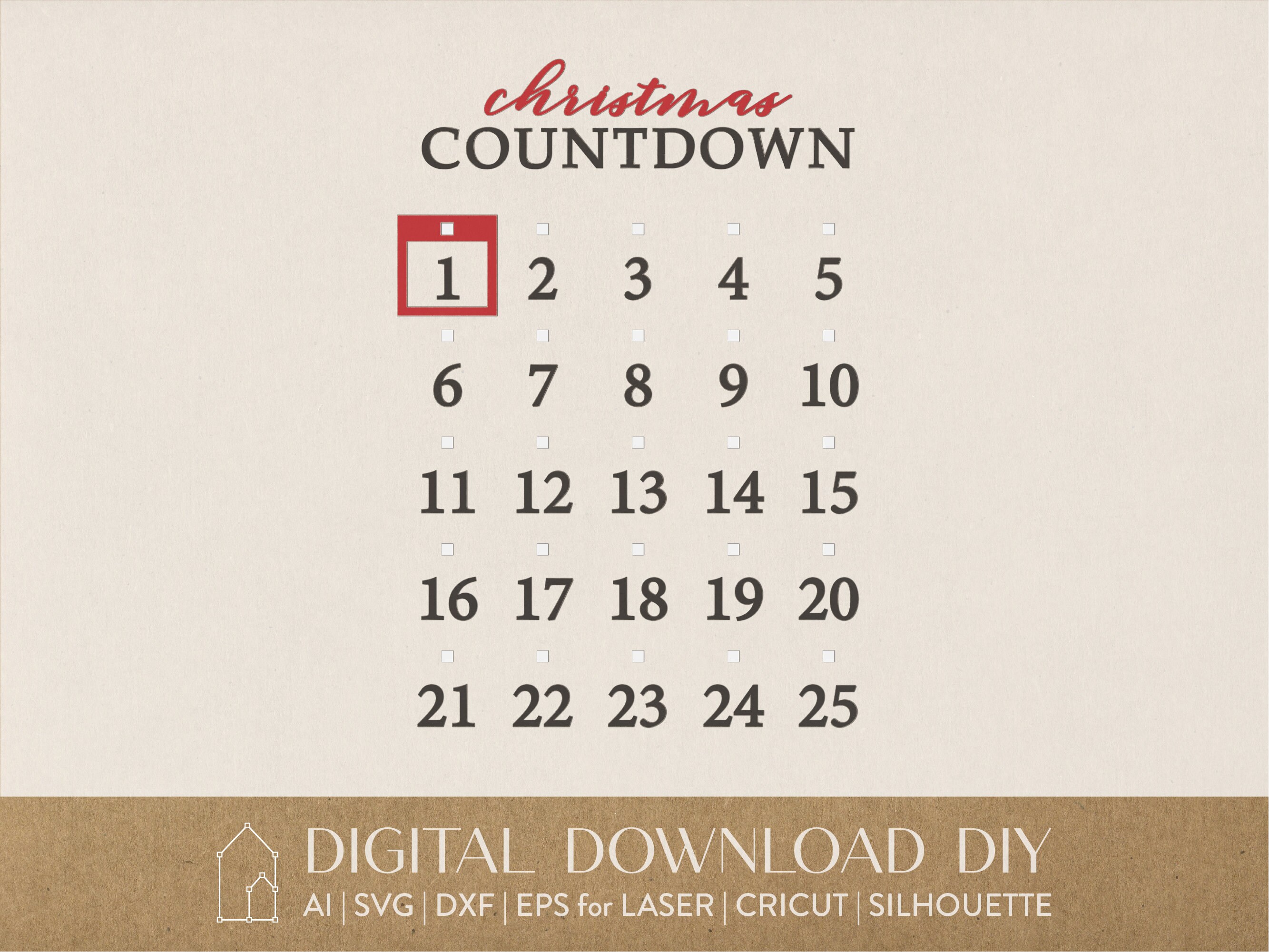 Christmas Countdown | Digital Download | SVG, Ai, EPS, DXF | for Laser ...