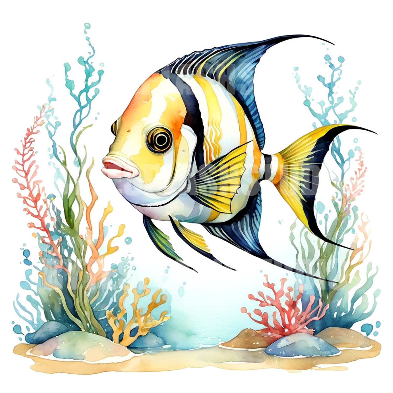 Colorful Fish Clip Art Bundle 10 High-quality PNG Watercolor Style ...