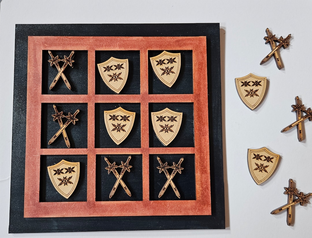 Sword and Shield Tic Tac Toe Wooden Game Board Set - Etsy