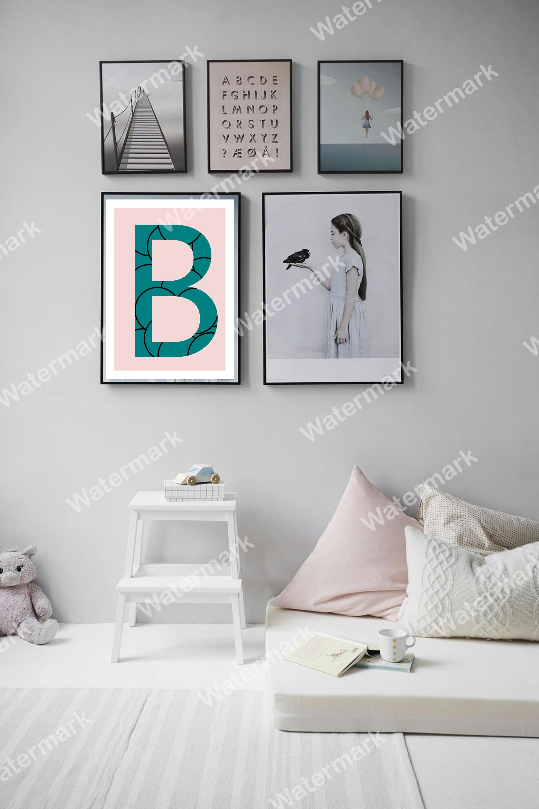 Printable Initial Name Design for Newborn Baby Gift, Letter or Alphabet ...