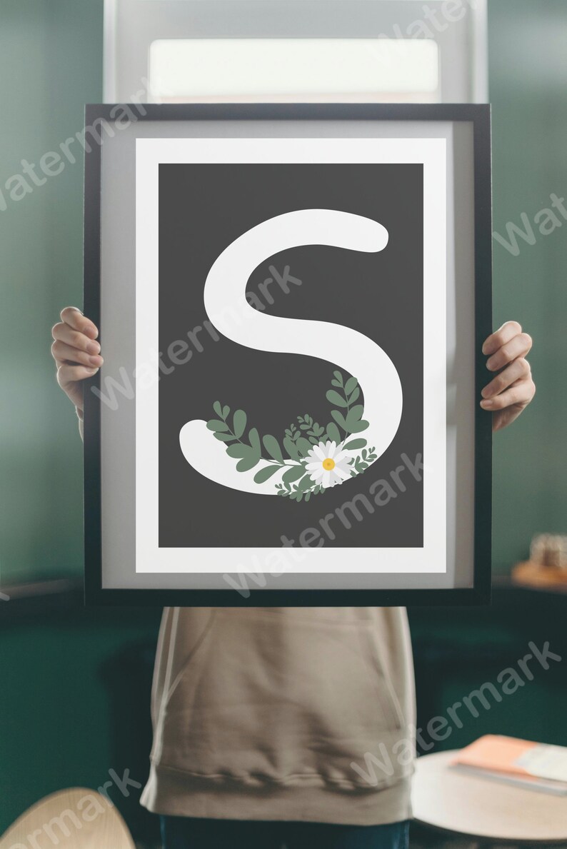 Printable Initial Name Design for Newborn Baby Gift, Letter or Alphabet ...