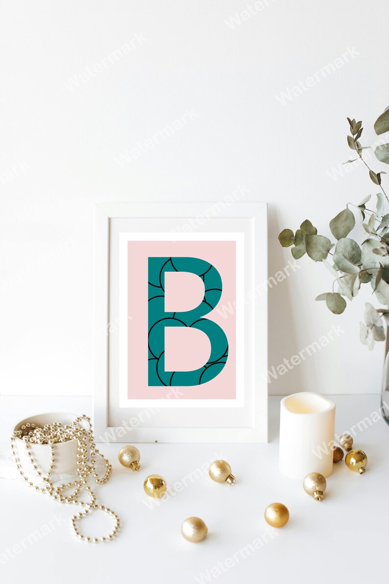 Printable Initial Name Design for Newborn Baby Gift, Letter or Alphabet ...
