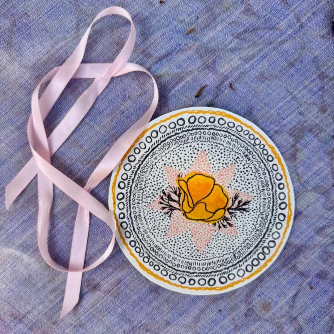 California Poppy State Flower Vinyl Sticker | Artist Illustrated ...