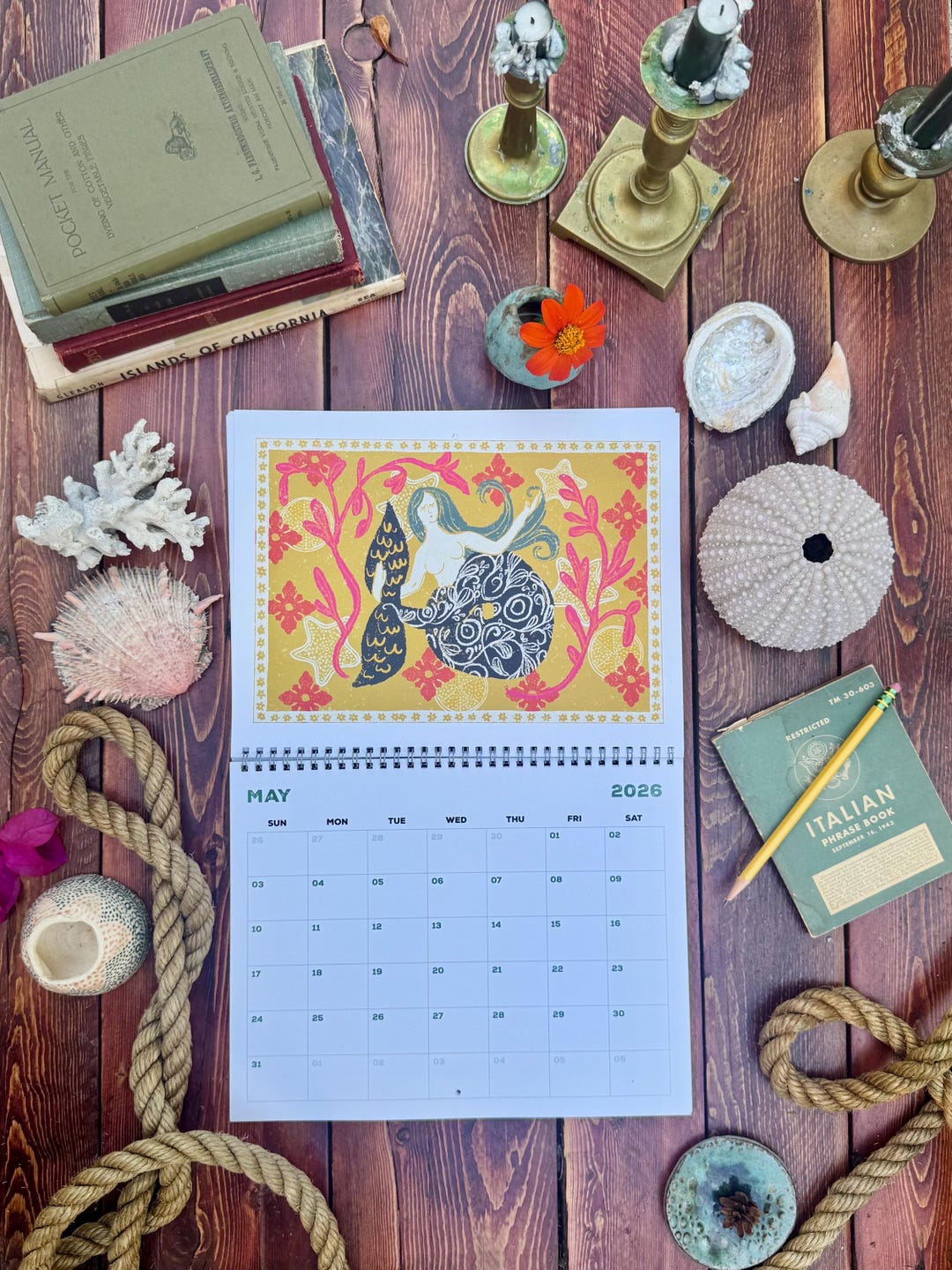 2026 Ocean Calendar | 8.5 X 11" |sea Creatures & Mystic Mermaids ...