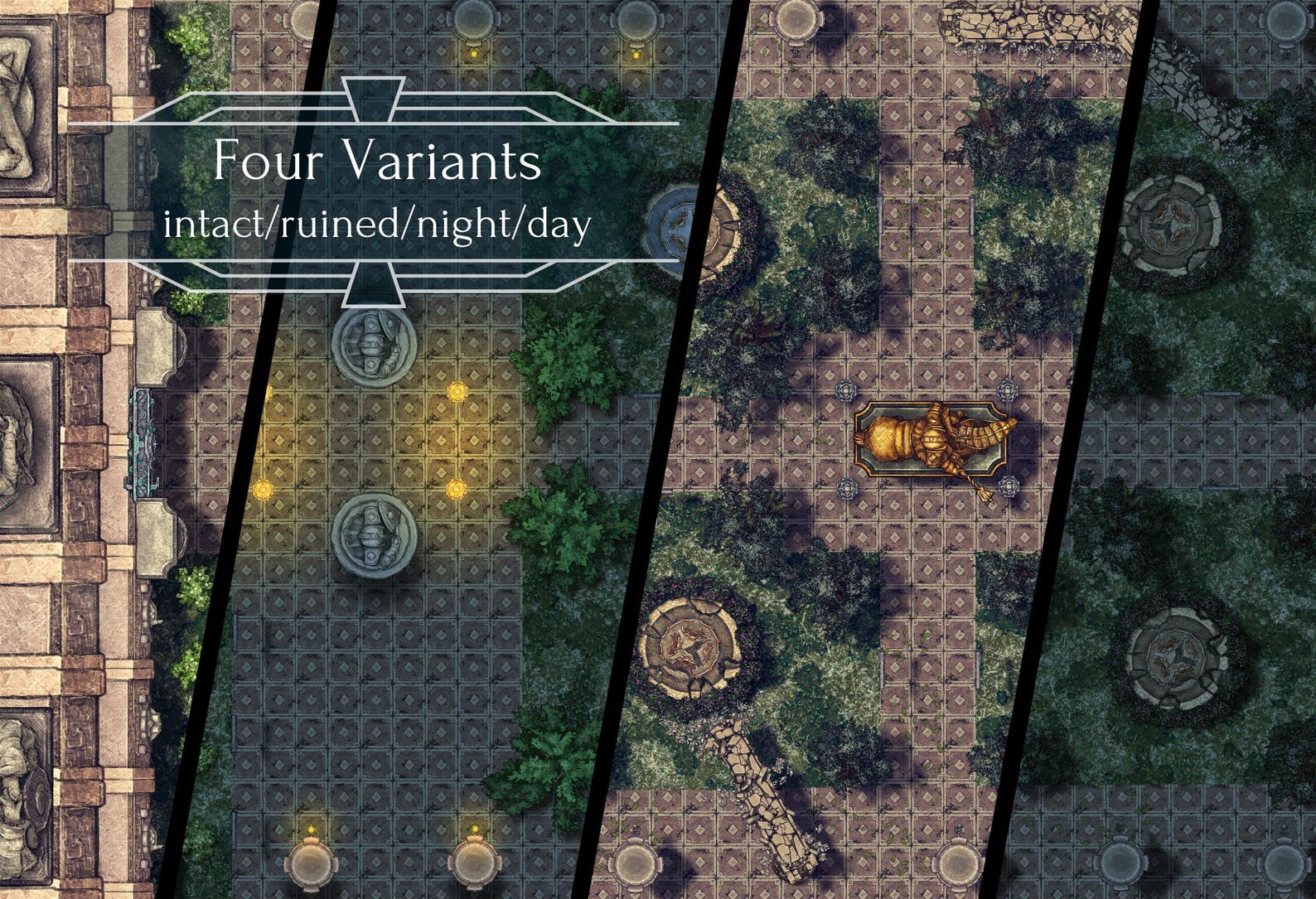 Stately Courtyard - Digital Battle Map, Pathfinder, D&D, Dungeons and ...