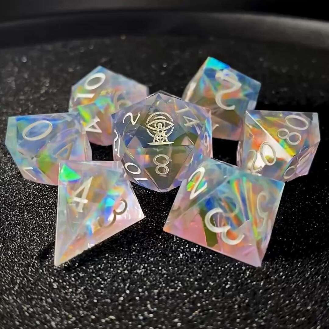Quantum Candy: Teardrop D4 - Iridescent Pink Opal Sharp Edge Dnd Dice ...