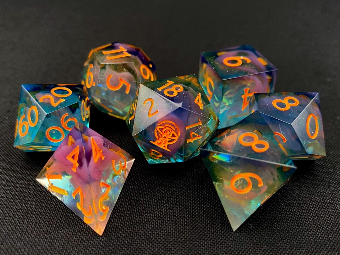 Astral Spark - Chromatic Nebula Iridescent Sharp Edge Dnd Dice Set - Etsy