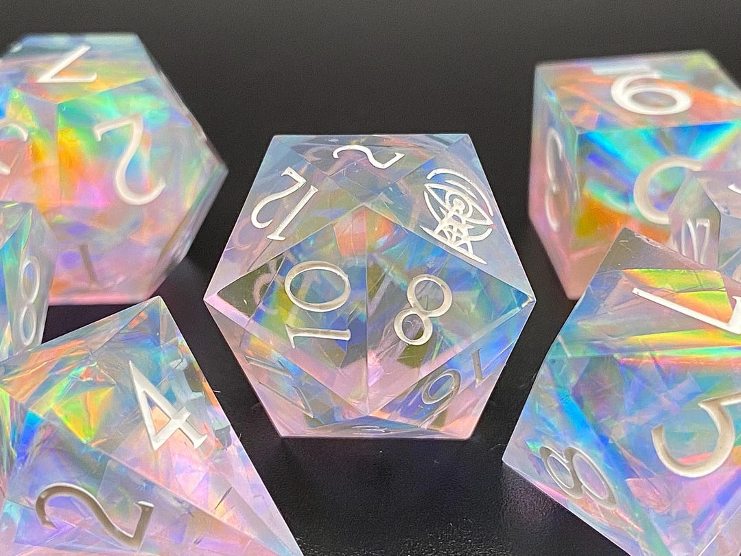 Quantum Candy Irridescent Pink Opal Sharp Edge Dnd Dice Set - Etsy