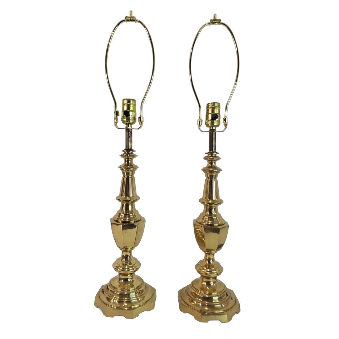 Pair Vintage Brass Table Lamps by Berman - Etsy