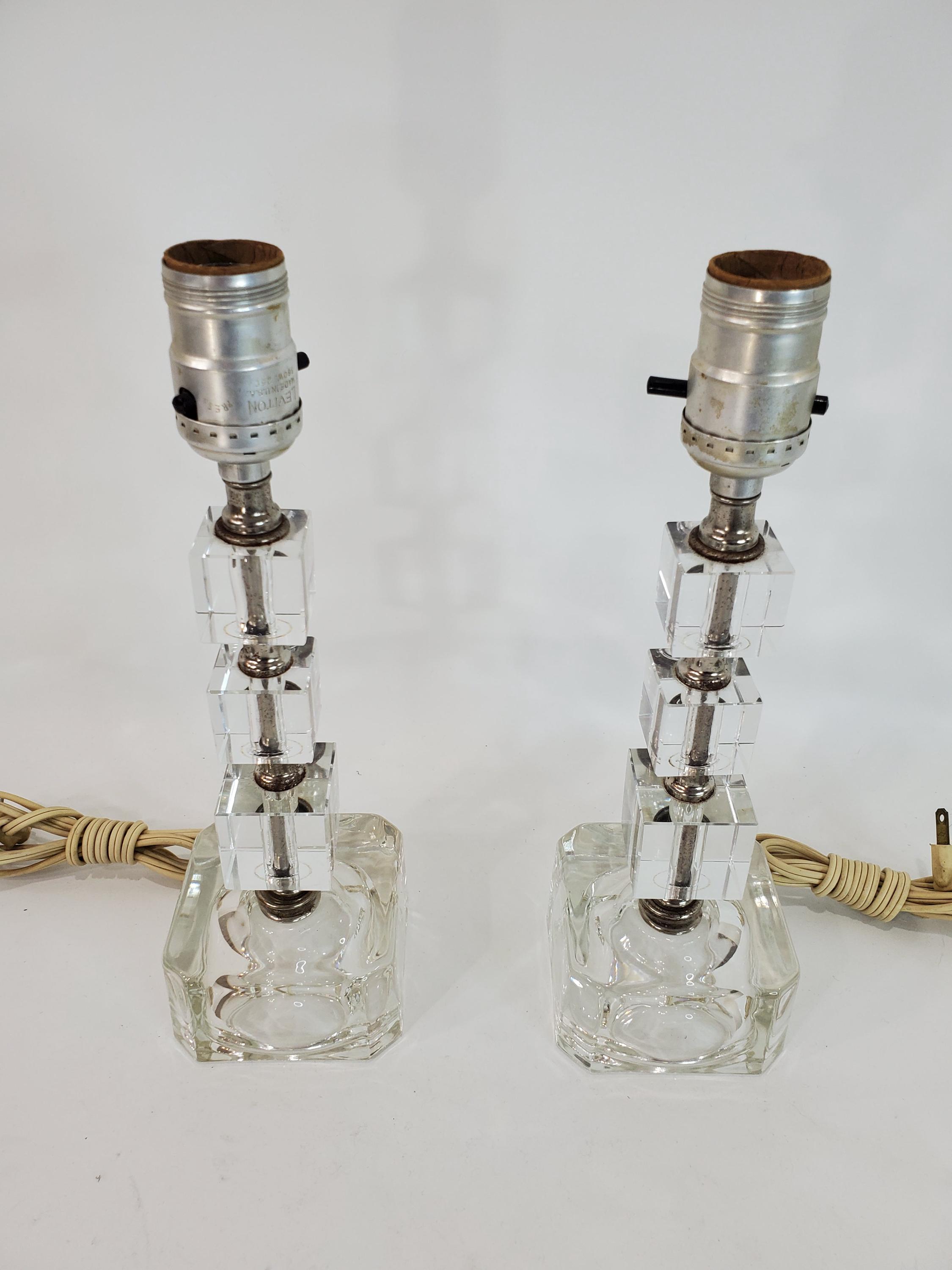 Vintage Lucite Dresser Boudoir Stacked Block Lamps - Etsy