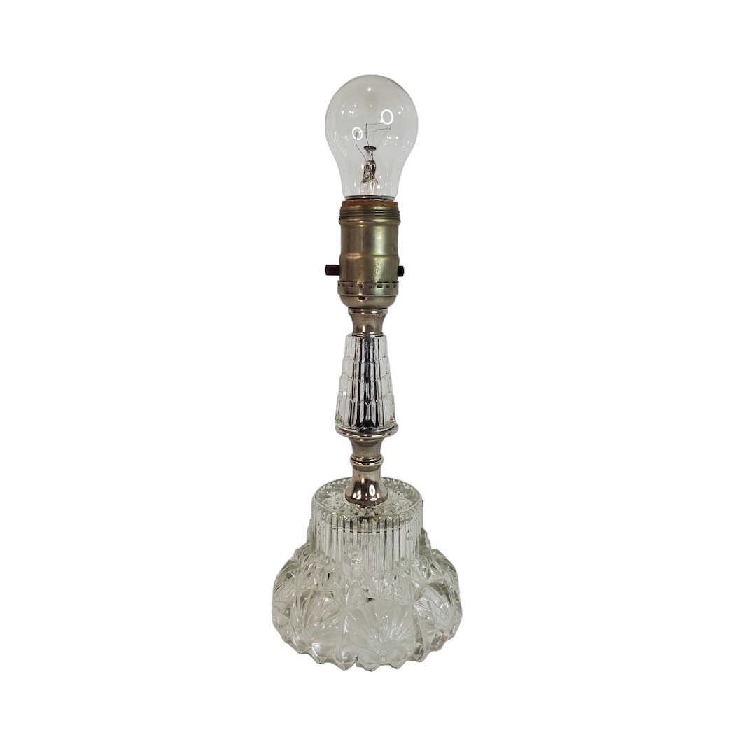 1940s Art Deco Molded Crystal Glass Vanity Lamp - Etsy