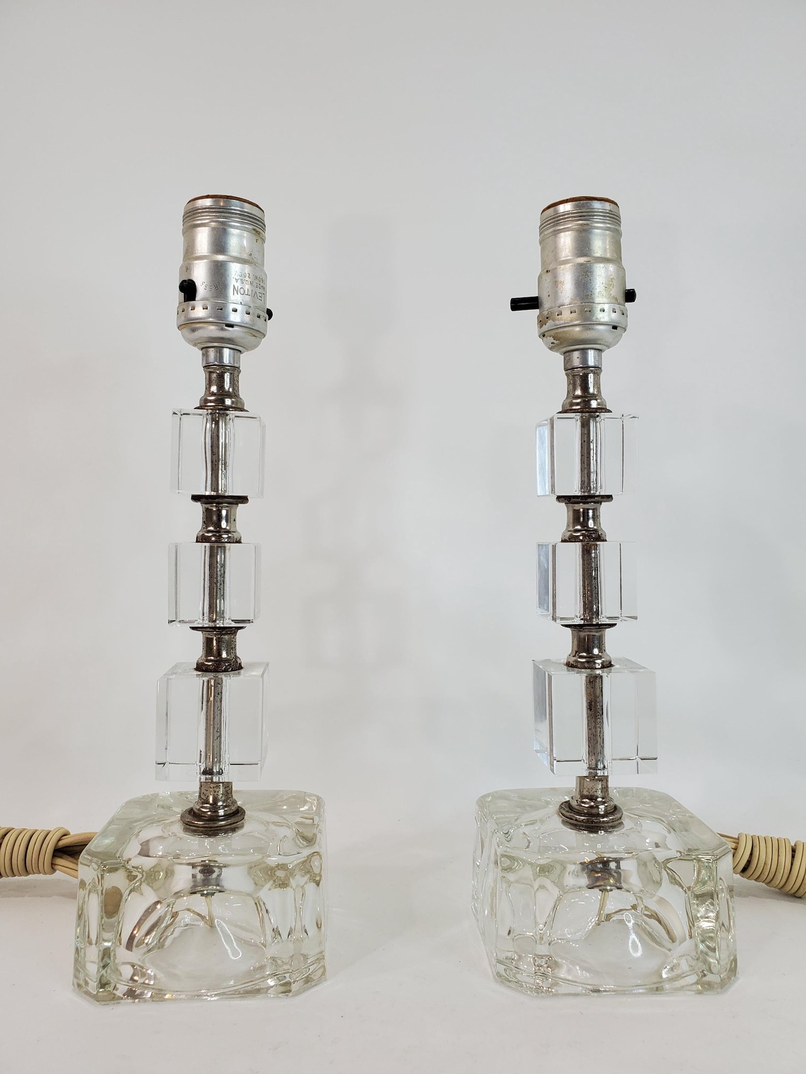 Vintage Lucite Dresser Boudoir Stacked Block Lamps - Etsy