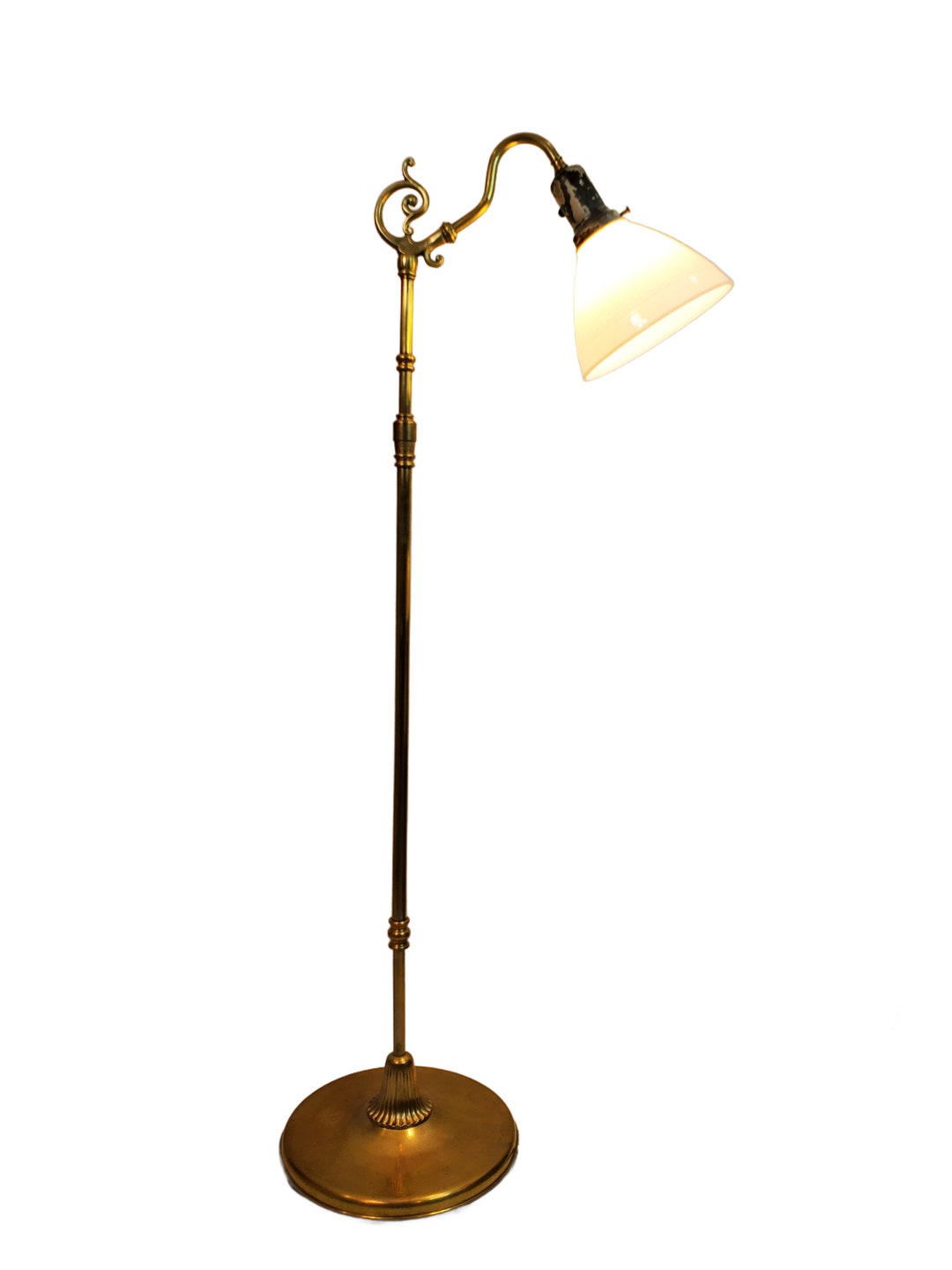 Brass Vintage Adjustable Height Bridge Arm Floor Reading Lamp - Etsy