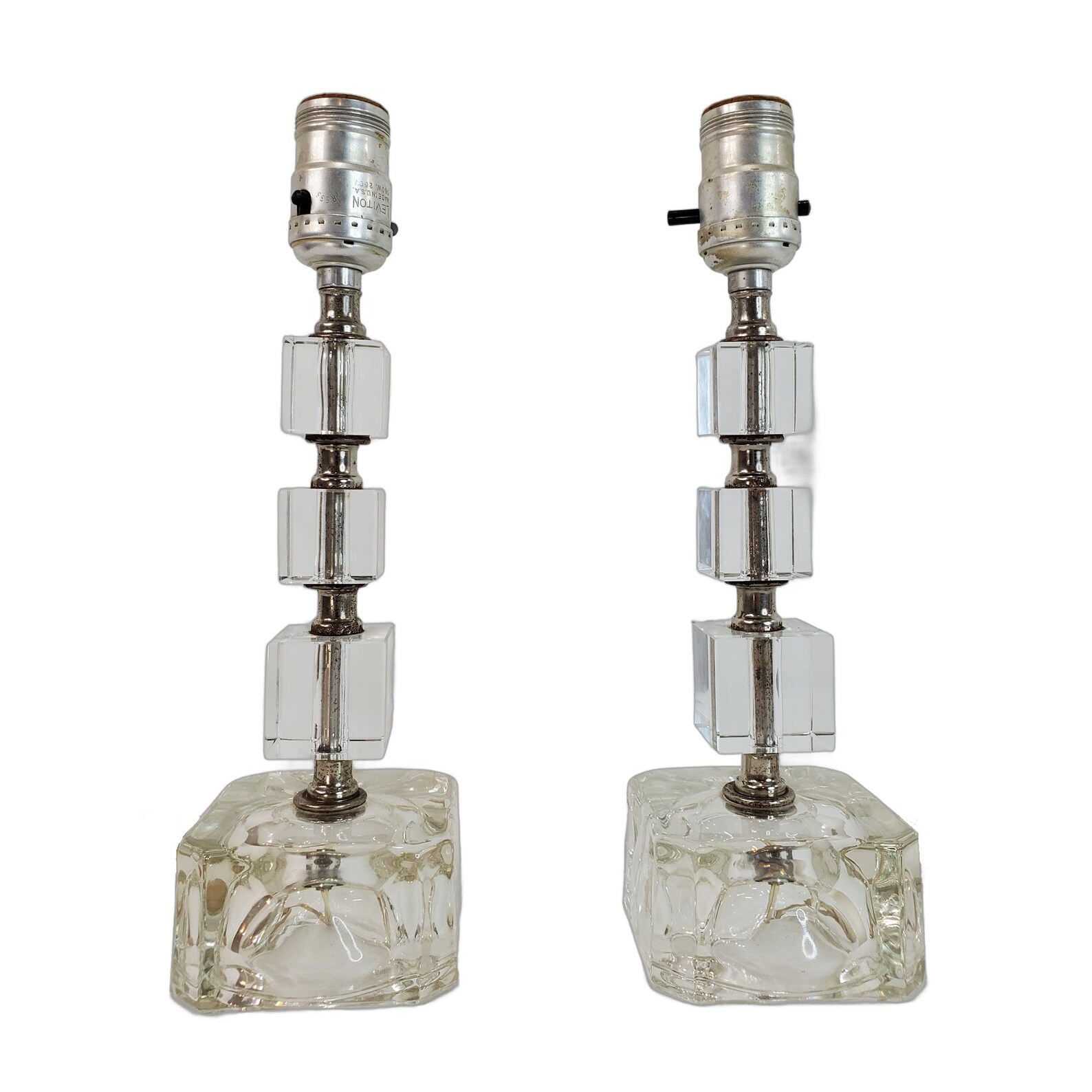 Vintage Lucite Dresser Boudoir Stacked Block Lamps - Etsy