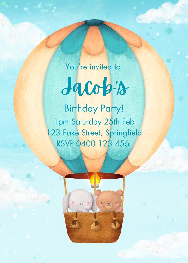 Invitation Children's Birthday Invite DIGITAL TEMPLATE Baby Invitation ...
