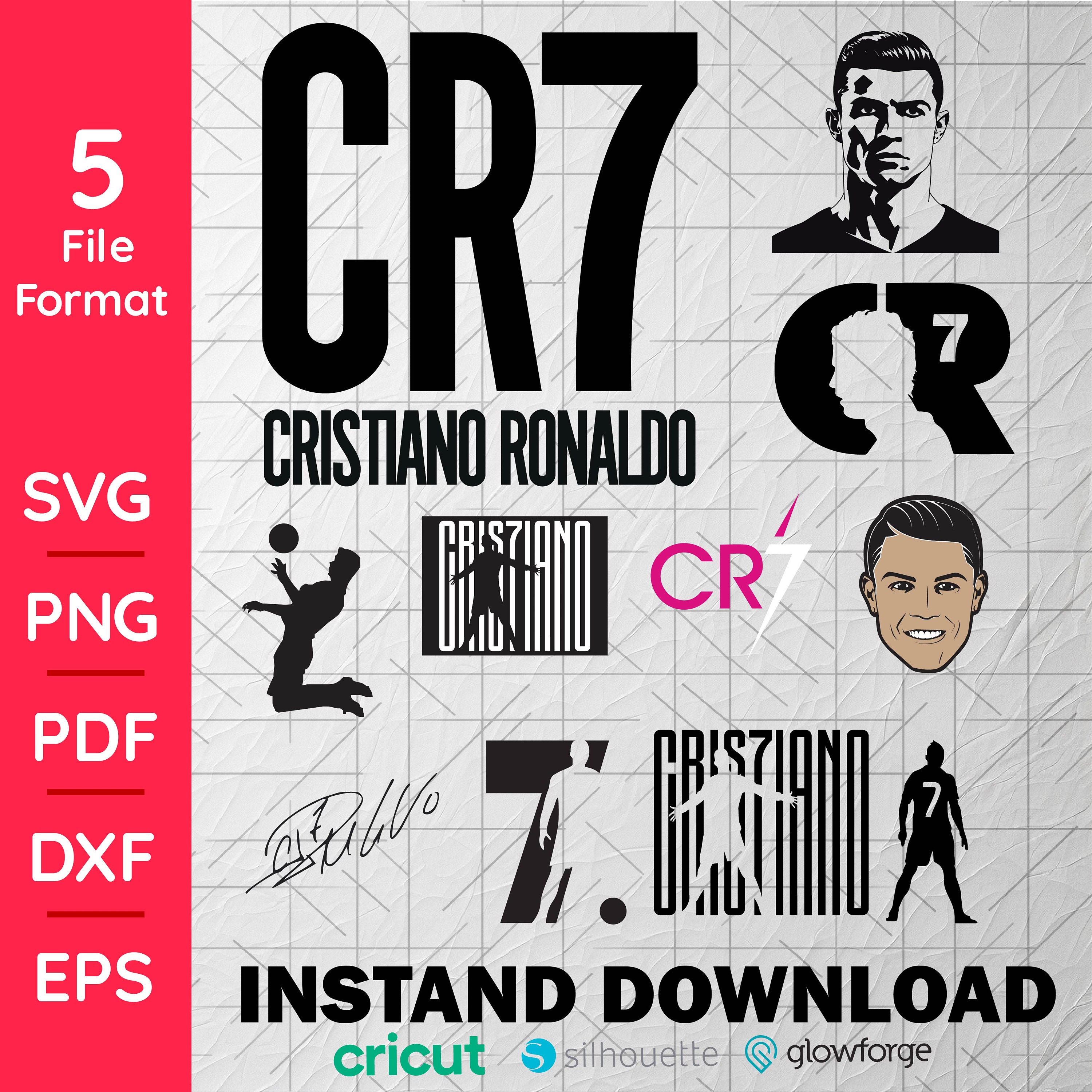 Cristiano Ronaldo Svg, CR7 Svg, Laser Cut Files, Cricut, Glowforge, Dxf ...