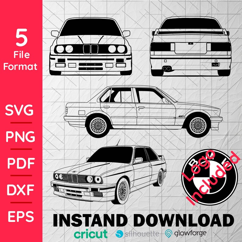 BMW E30 DXF Svg Vector File for Laser Cut, Print - Etsy UK