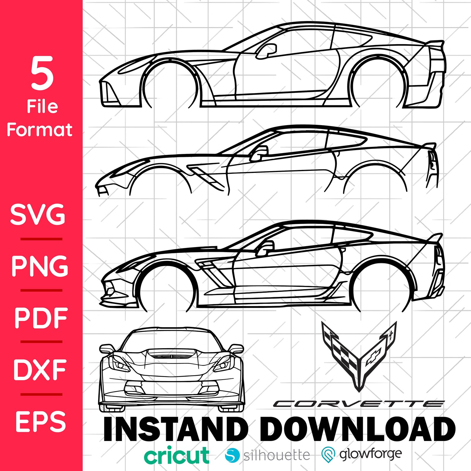 Corvette C7 Silhouette, Laser Cut Car File, Metal Car Wall Art, Home ...