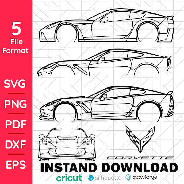 Corvette Silhouette - Etsy