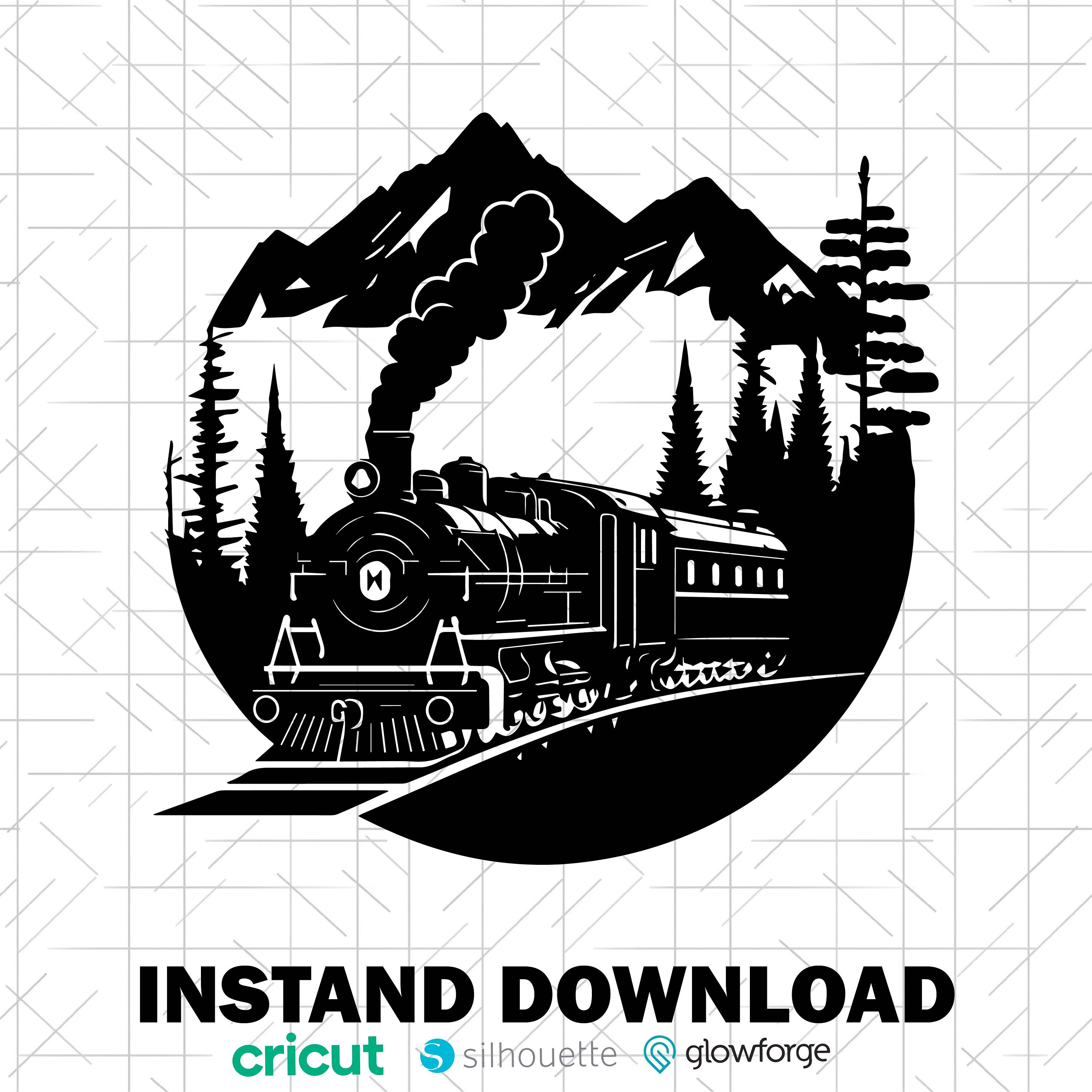 TRAIN SVG, Train Clipart, Train Svg Cut File for Cricut, Mountain Svg ...