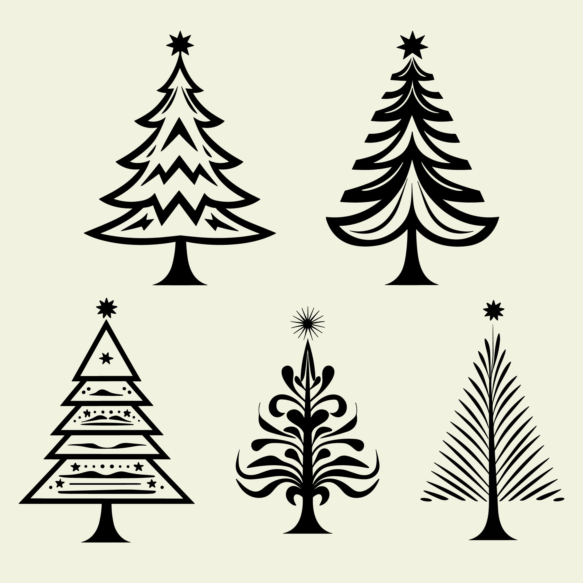 Black and White Xmas Trees SVG, Downloadable Christmas Tree PNG ...
