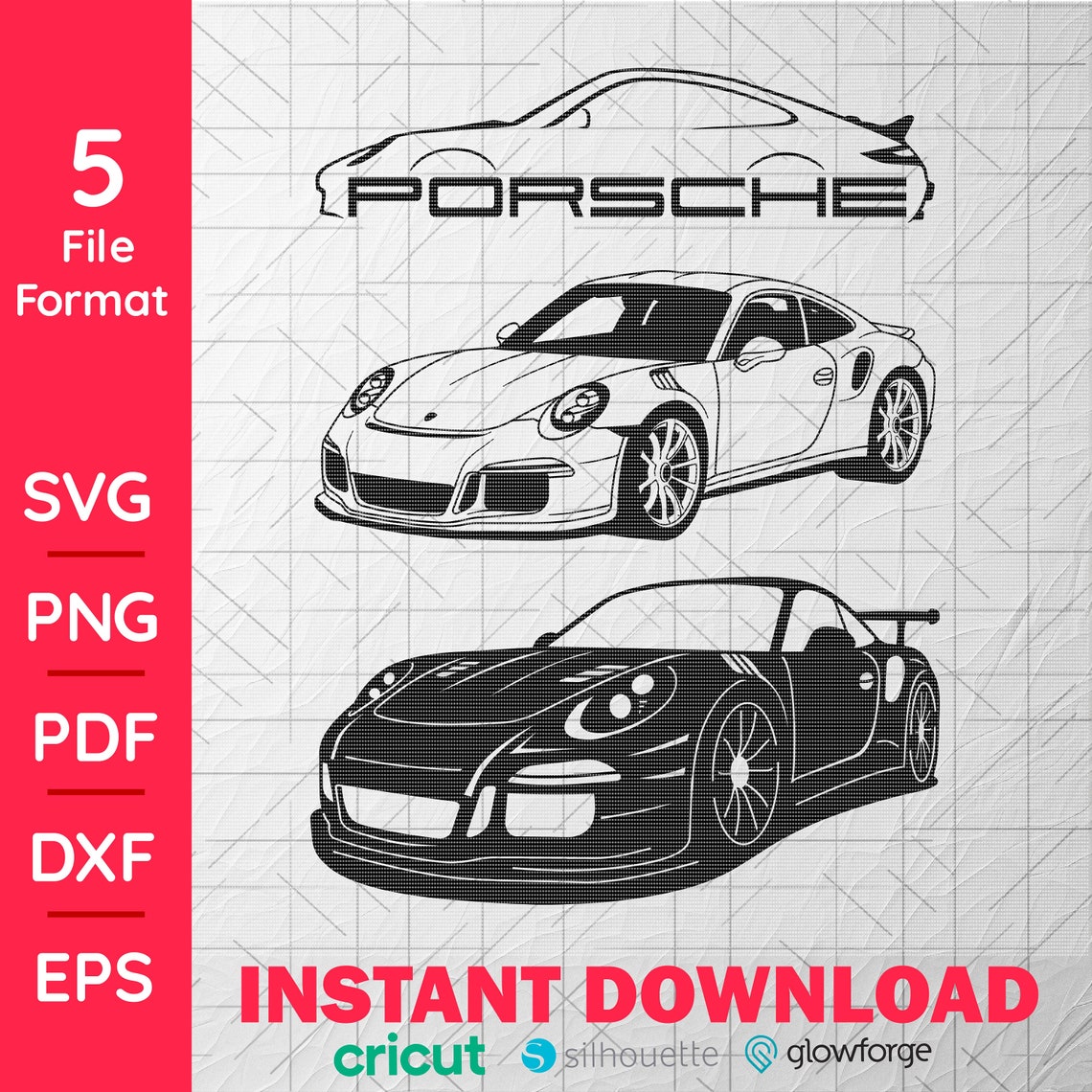 Porsche 911 SVG PNG DXF Cricut, Silueta, Cortar archivos - Etsy México