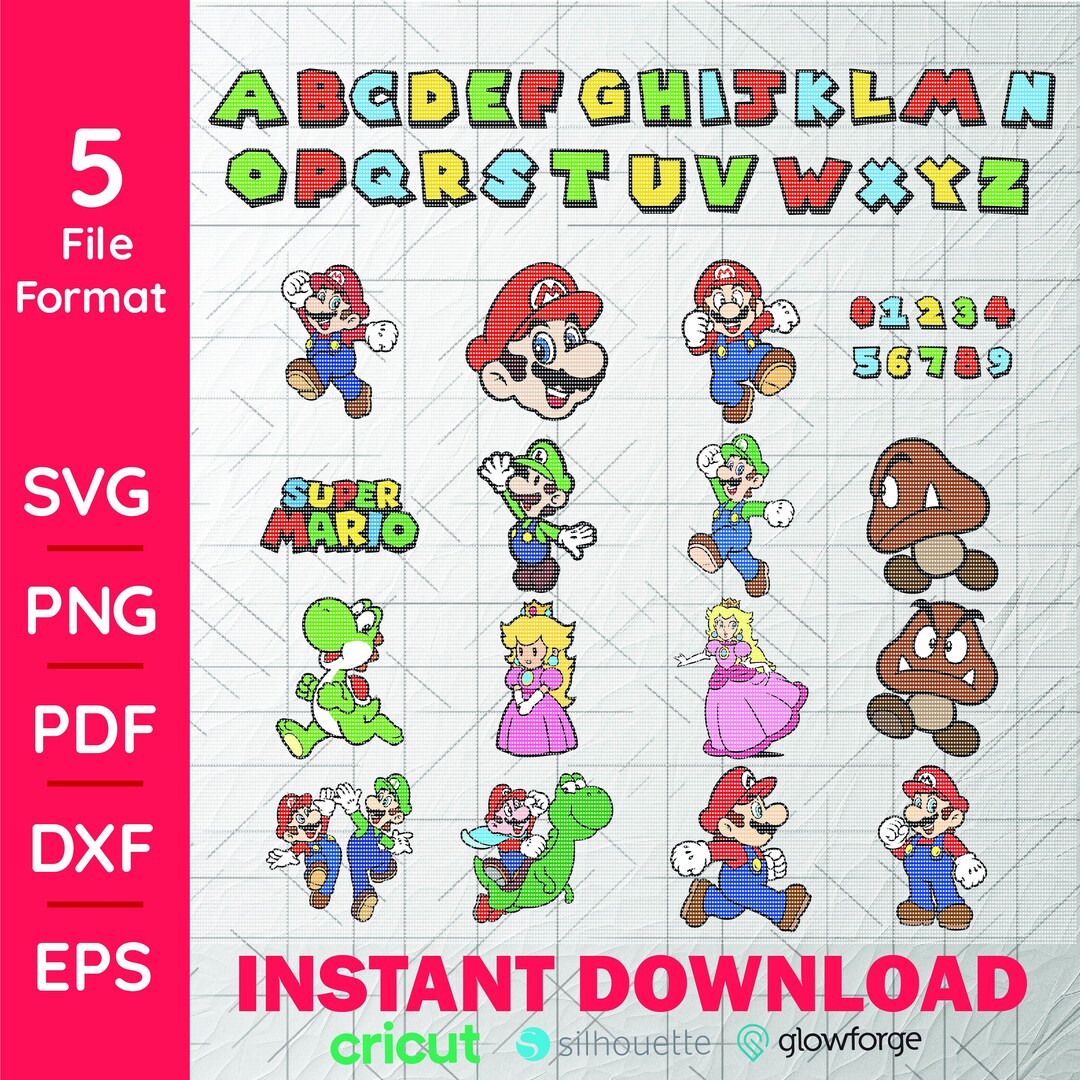 Mariocolored SVG PNG DXF Cricut, Silhouette, Cut Files - Etsy