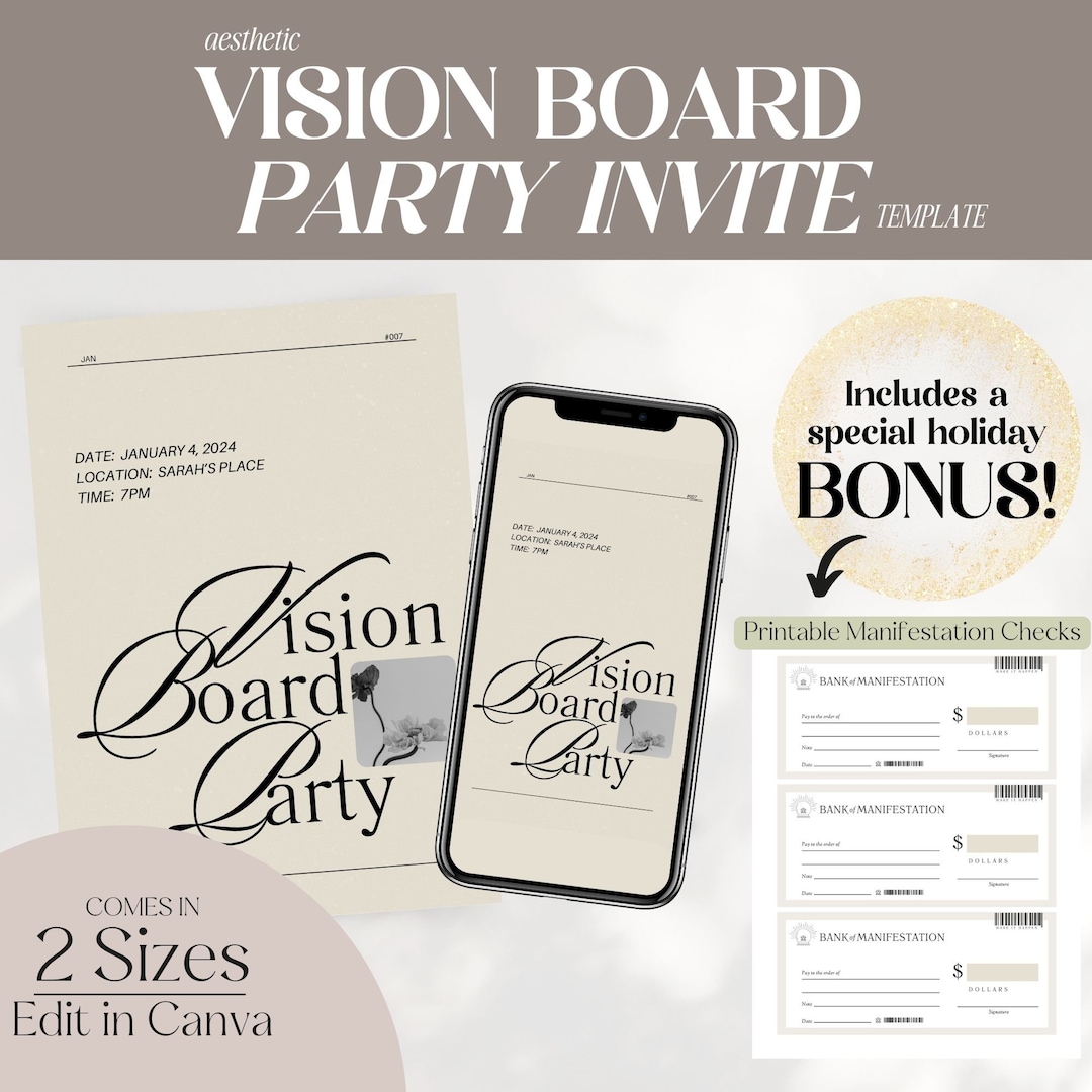 Vision Board Party Invitation Editable Vision Board Party Flyer ...