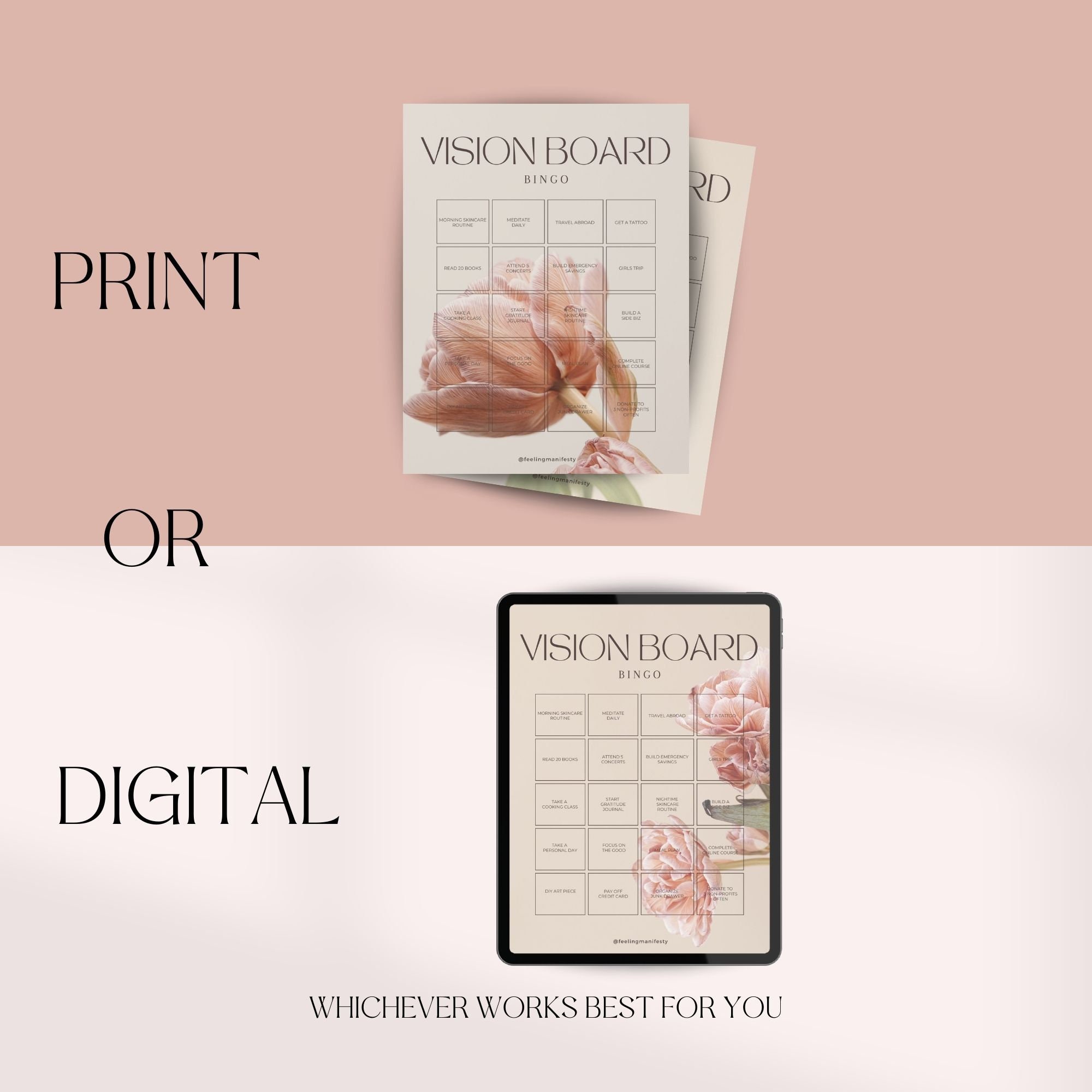 Vision Board Bingo Vision Board Vision Board Party - Etsy