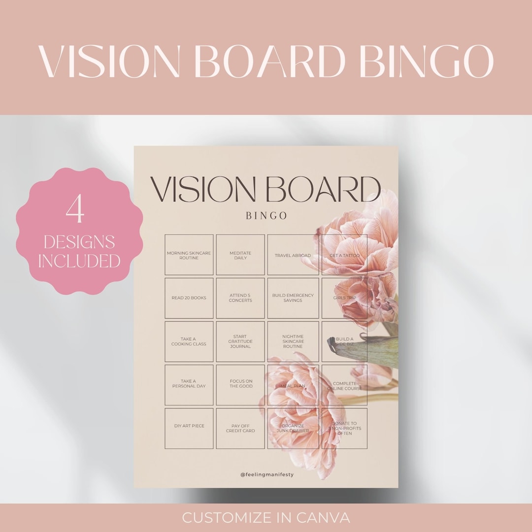 Vision Board Bingo Vision Board Vision Board Party - Etsy