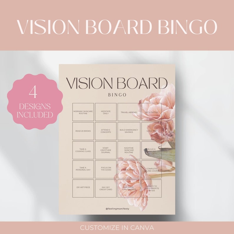 Vision Board Bingo Vision Board Vision Board Party - Etsy