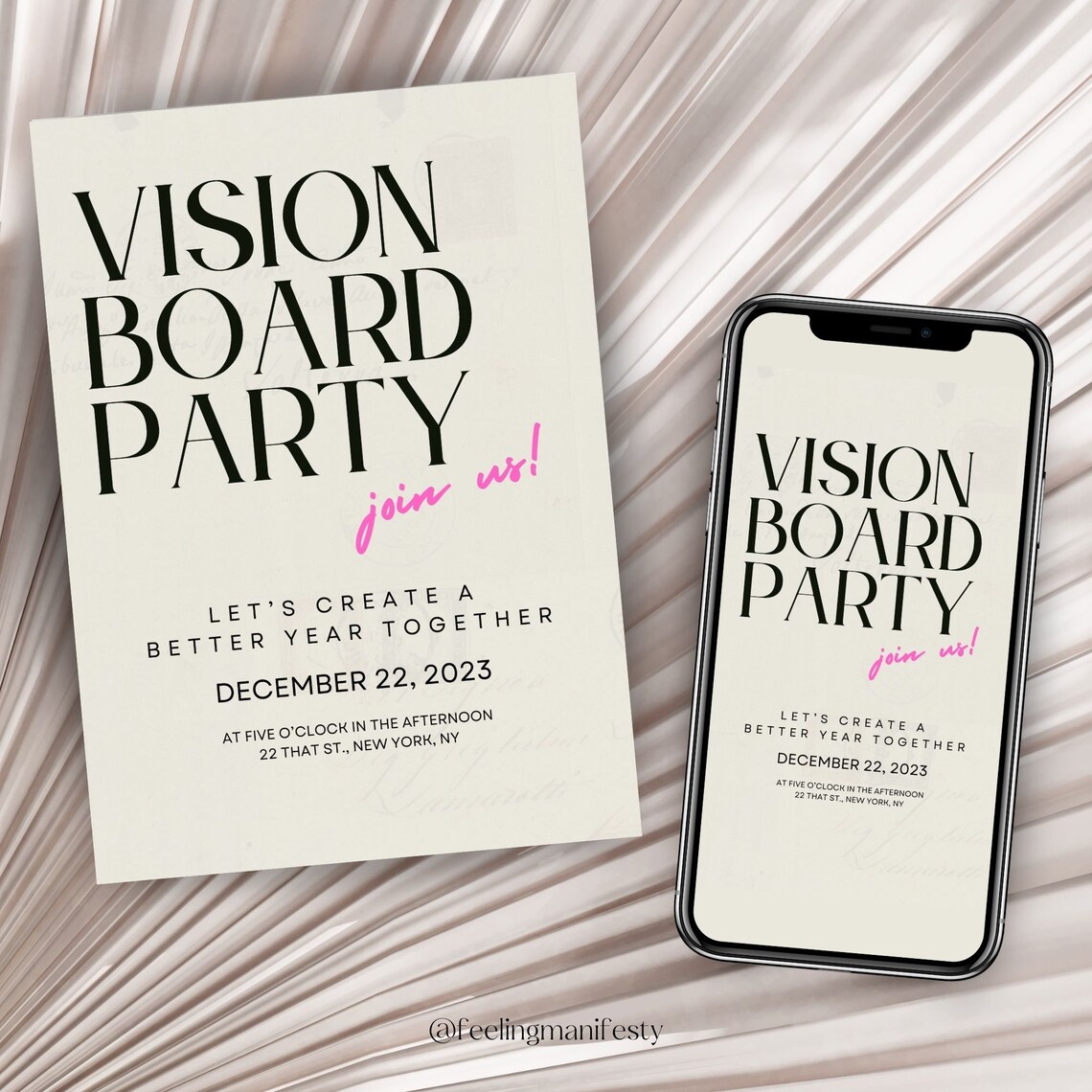 Editable Vision Board Party Flyer Printable Vision Board Party Invite ...