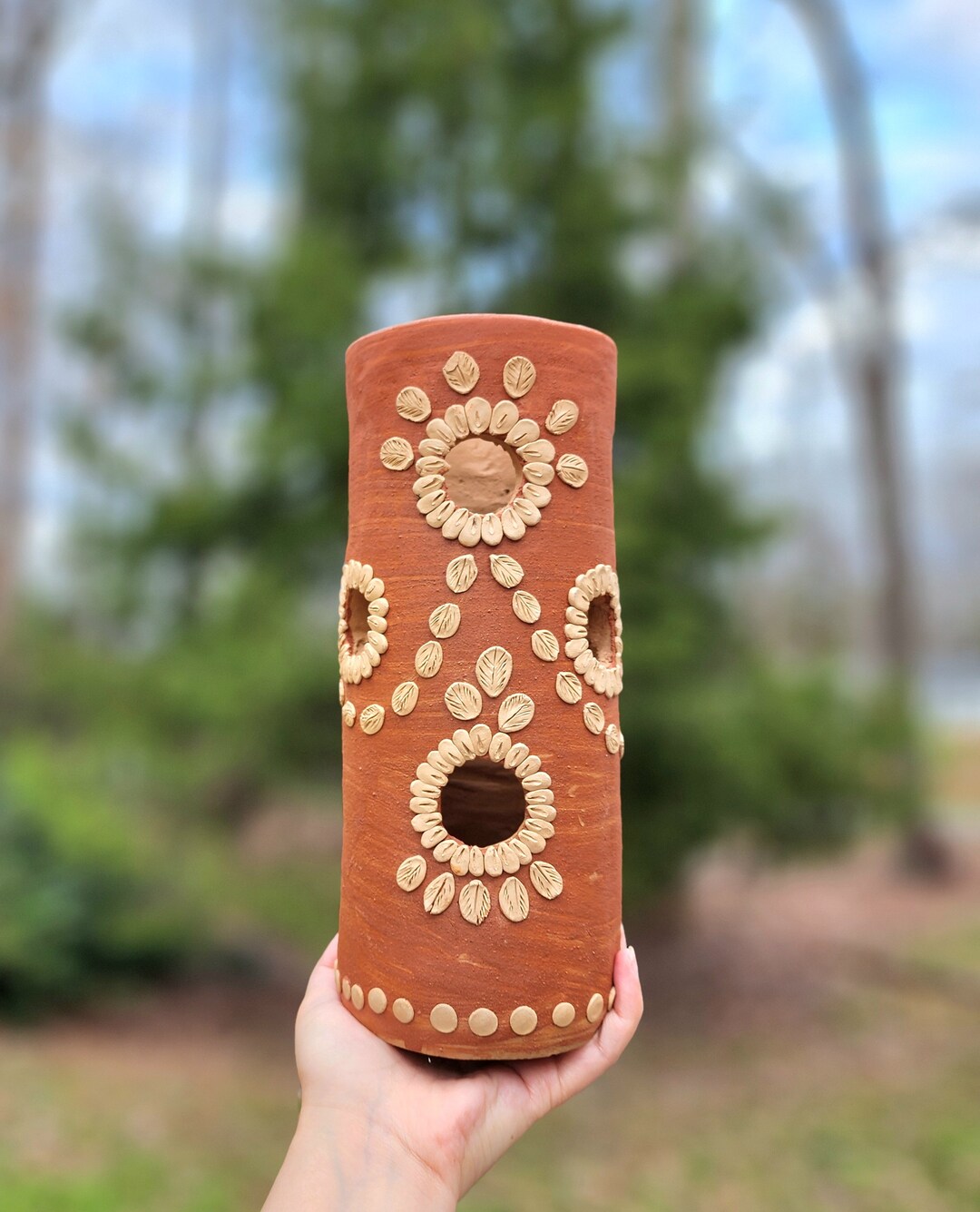 Large Embroidery Clay Vase Decor Mexican Flowers Bottle Pottery Barro ...