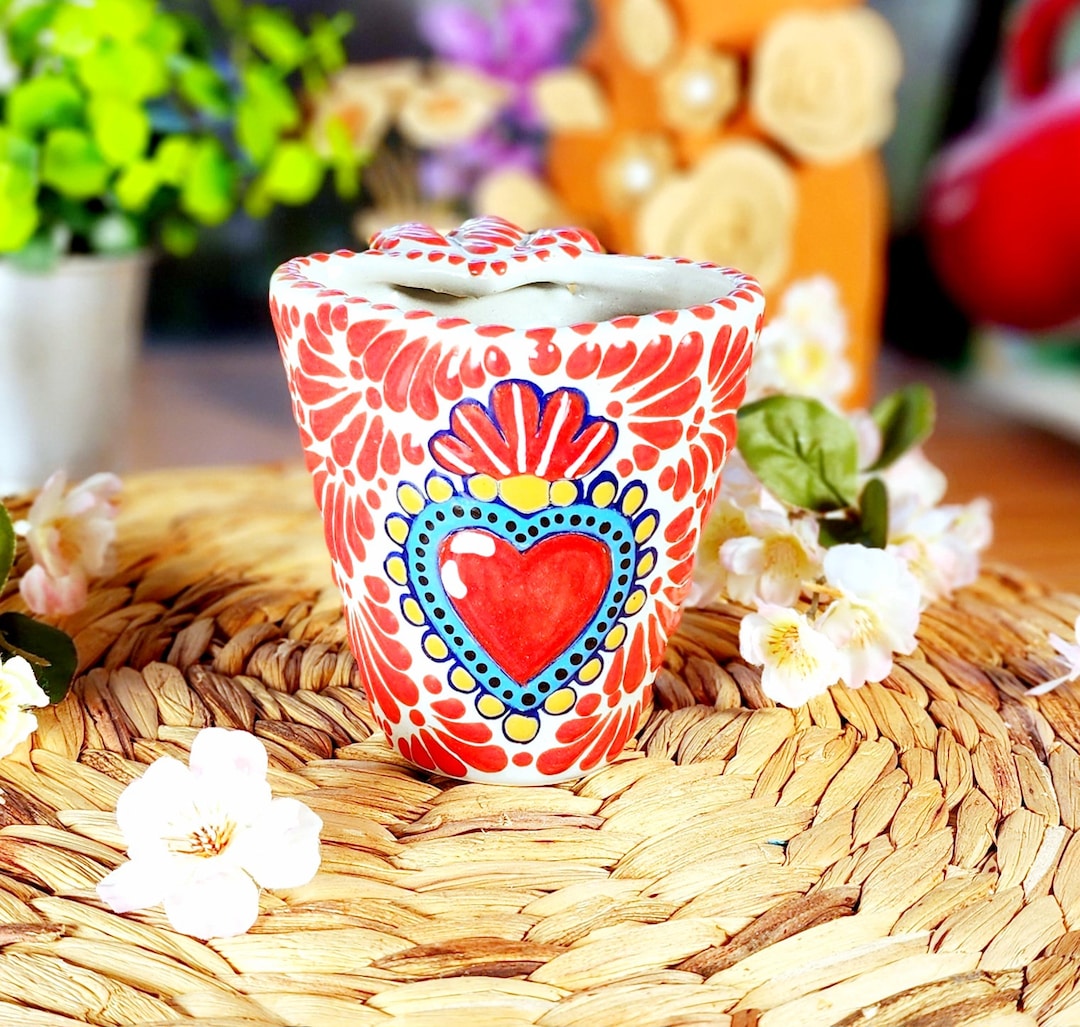 Talavera Heart Mug Red Coffee Handmade Handpainted Hot Chocolate ...