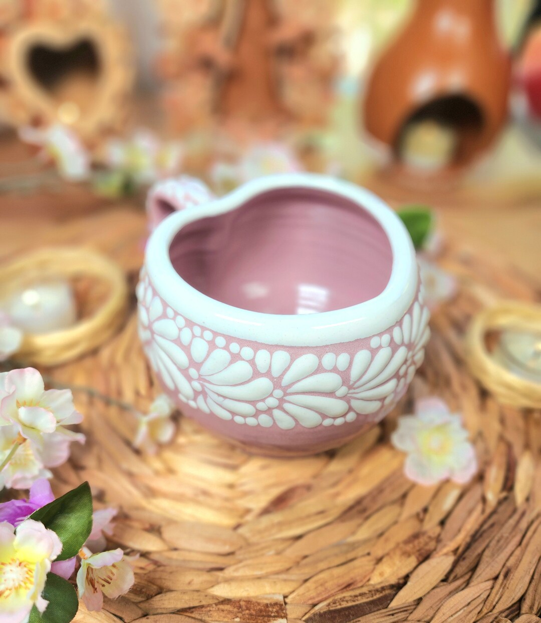 Talavera Pink Heart Coffee Mug Handmade Kitchen Decor Hot Chocolate ...