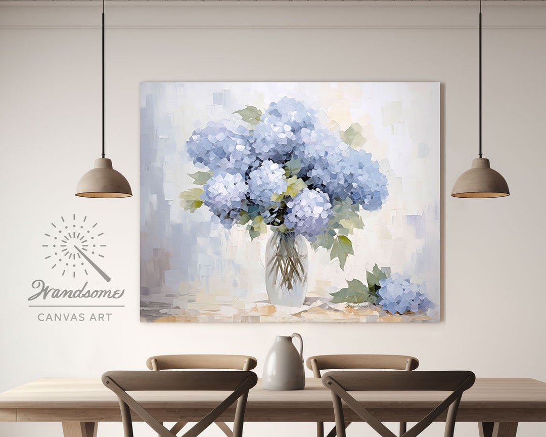 Wandsomeart | Purple Hydrangeas | Floral Painting on Canvas ...