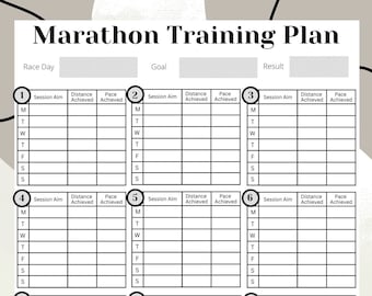 Printable Marathon Training Schedule Program for Beginner and ...