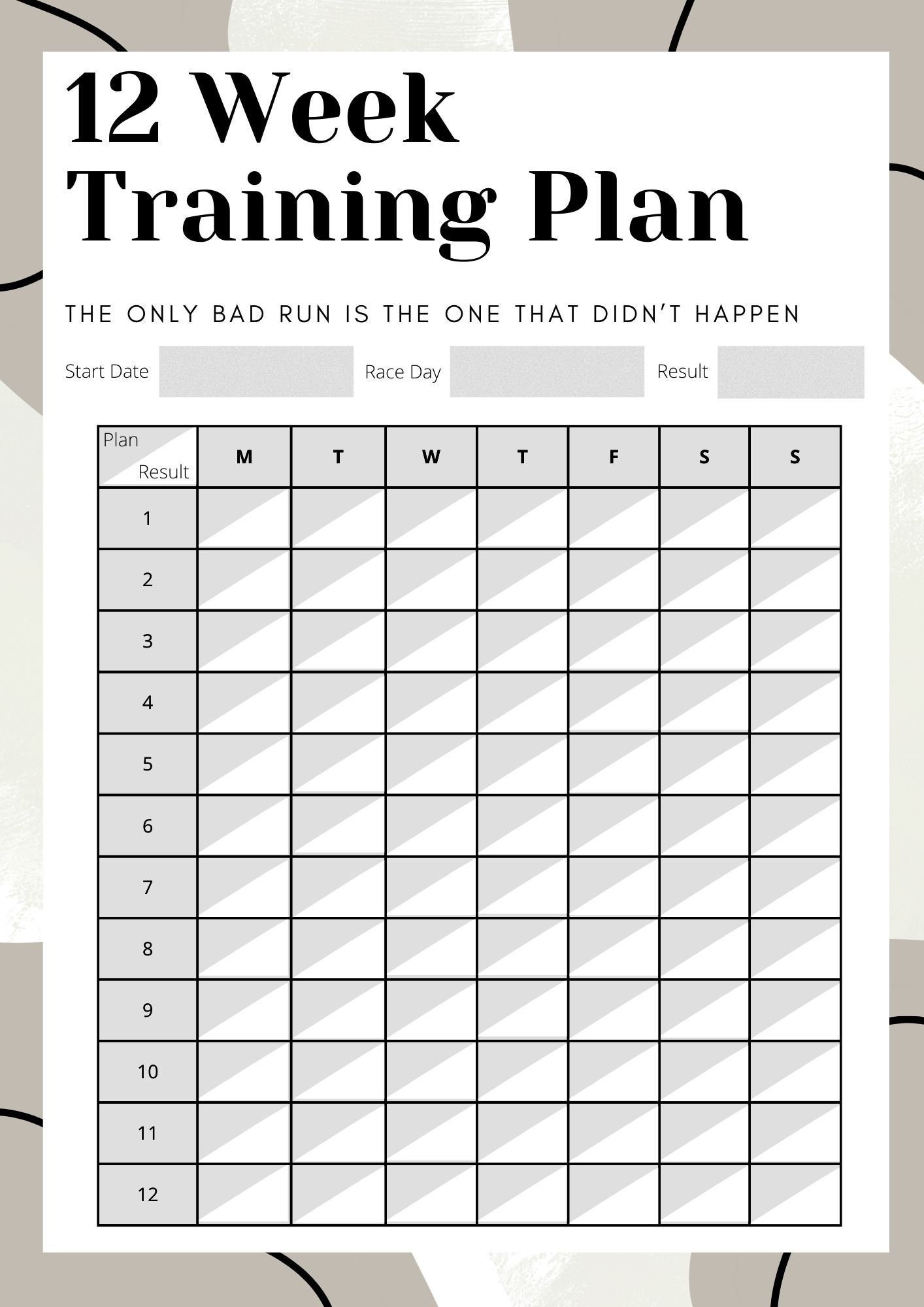 12 Week Training Plan - Etsy