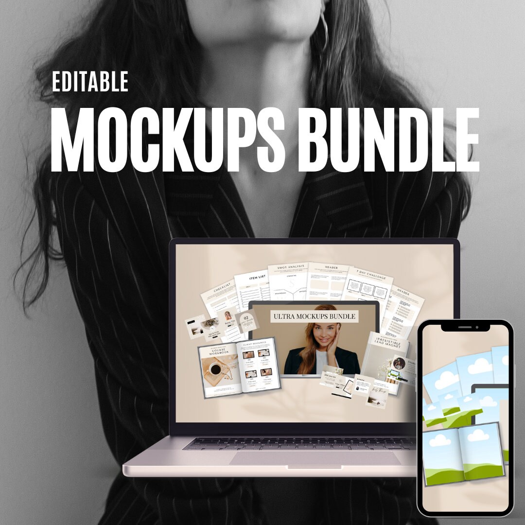 PLR Editable Mockups Bundle - Etsy