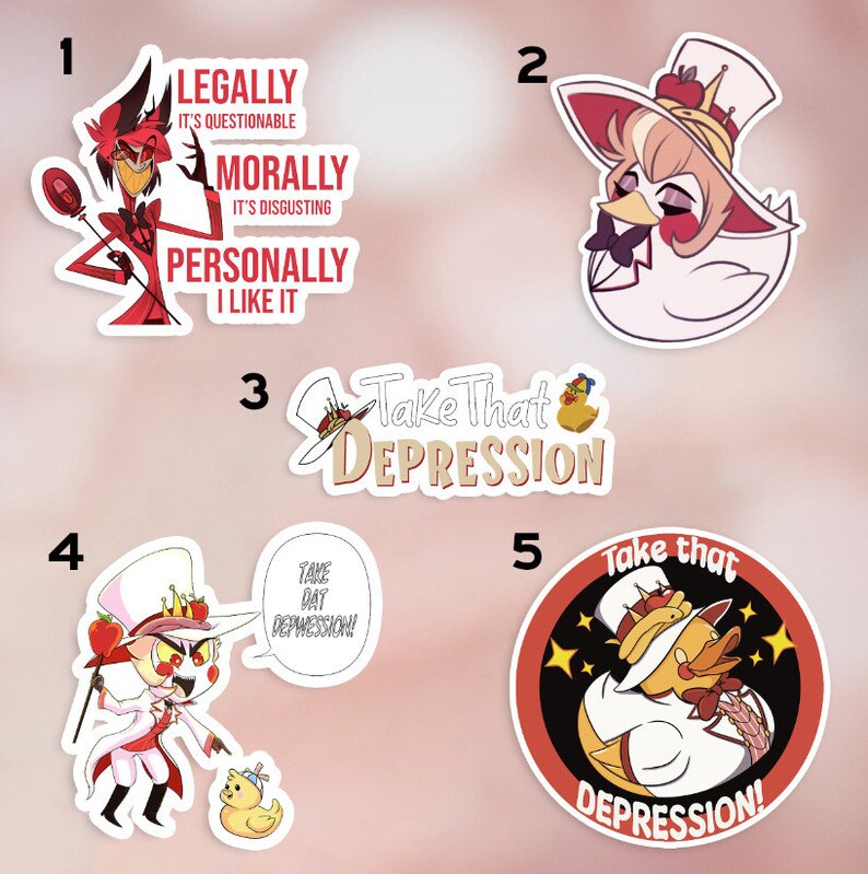 Haz.bin Hotel Take That Depression Sticker, Small Lucifer Duckie ...