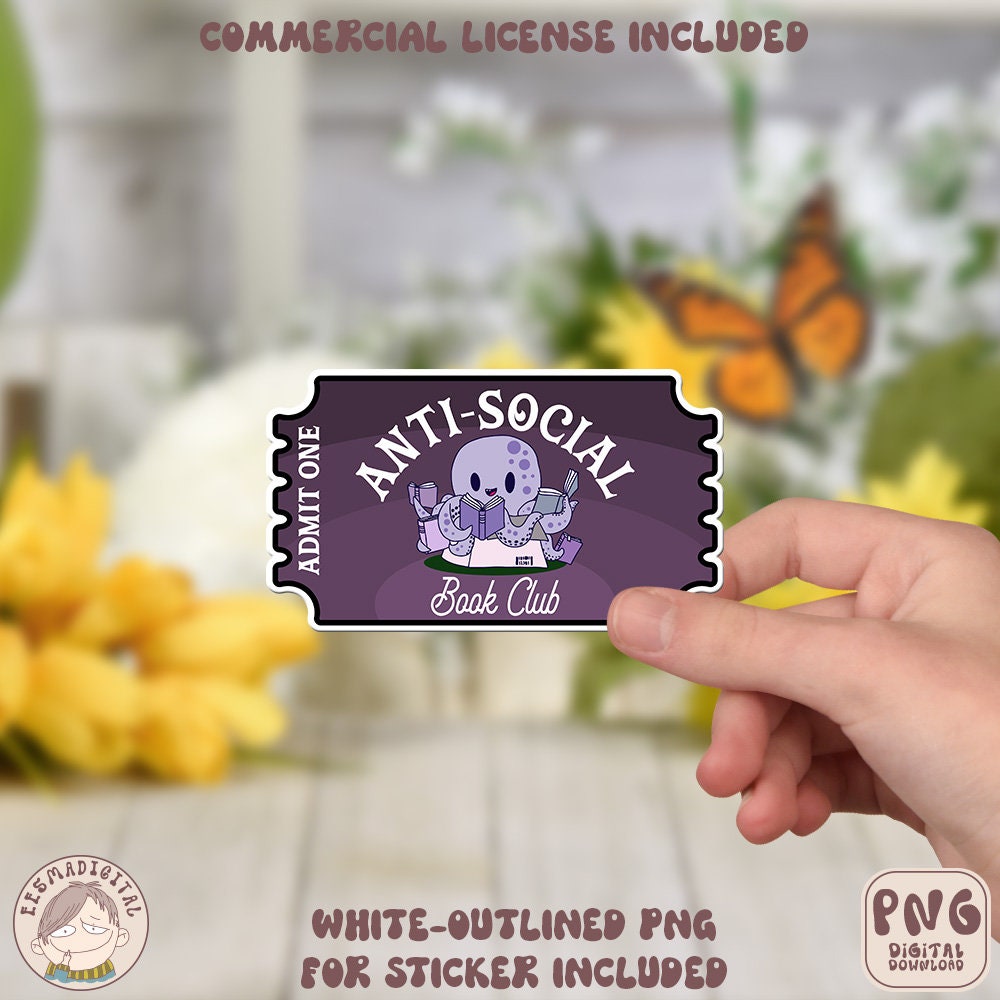 Anti Social Book Club Ticket Png Design, PNG File, Cute Trendy Bookish ...