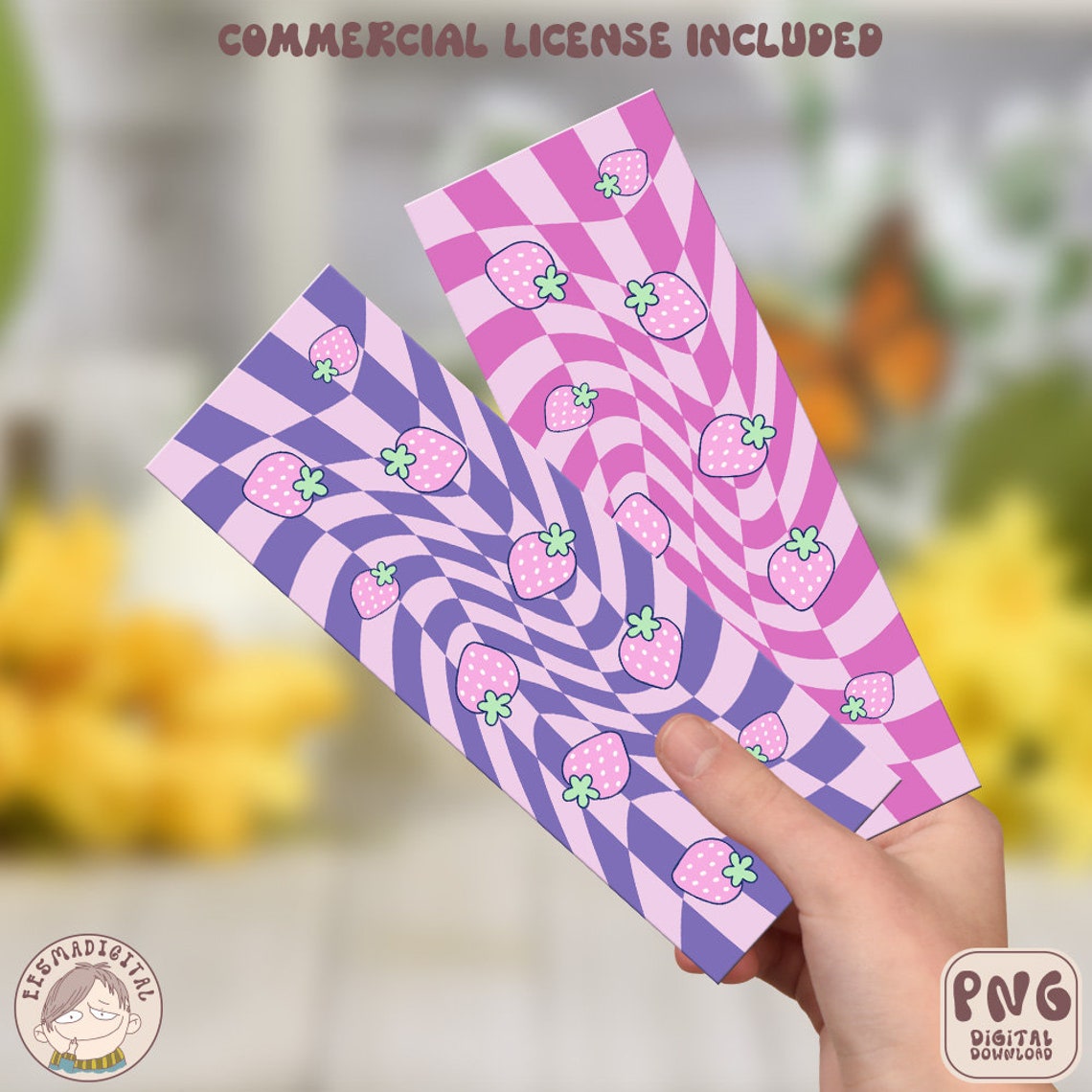 Checkered Strawberry Bookmark Design, PNG File, Cute Creative Bookish ...