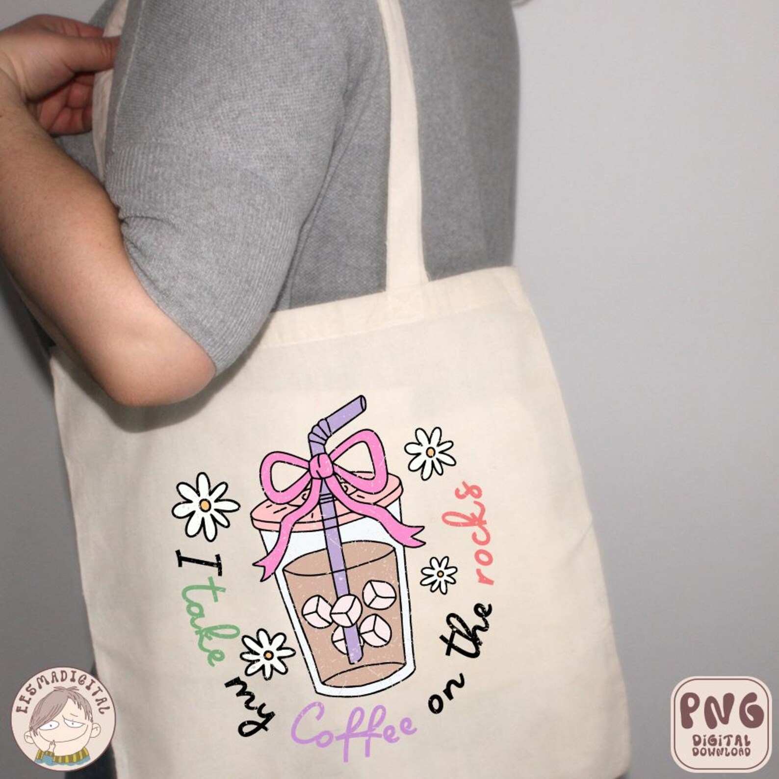 I Take My Coffee on the Rocks PNG, Coffee Addict Sticker Design, Daisy ...