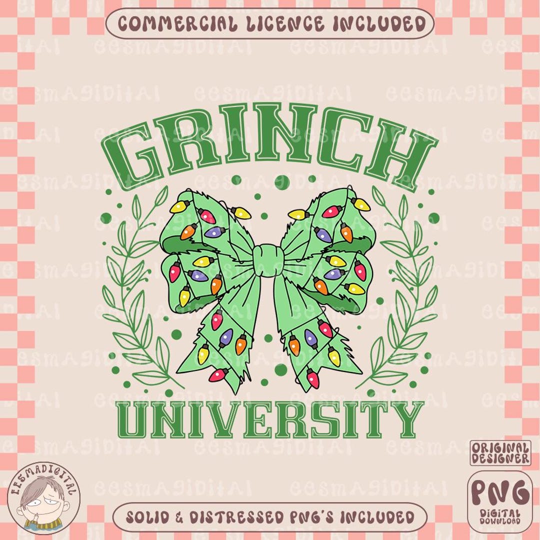 Grinch University Png, Grinchmas Coquette Bow PNG, Green Fur Png ...