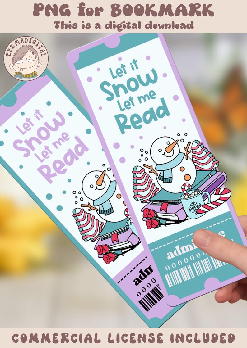 Let It Snow Let Me Read Bookmark PNG, Winter Png, Holiday Bookmarks ...