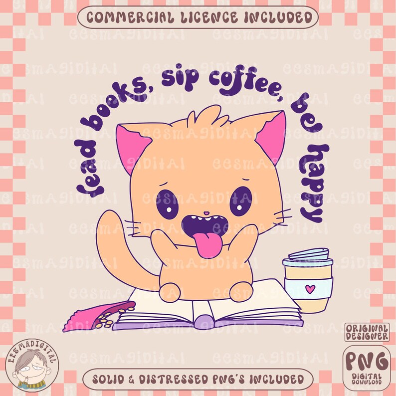 Read Books Sip Coffee Be Happy PNG File, Cute Trendy Bookish Artsy ...