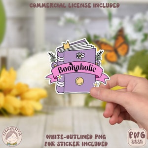 Bookaholic PNG File, Bookmark Png, Booktok Cute Trendy Bookish Artsy ...