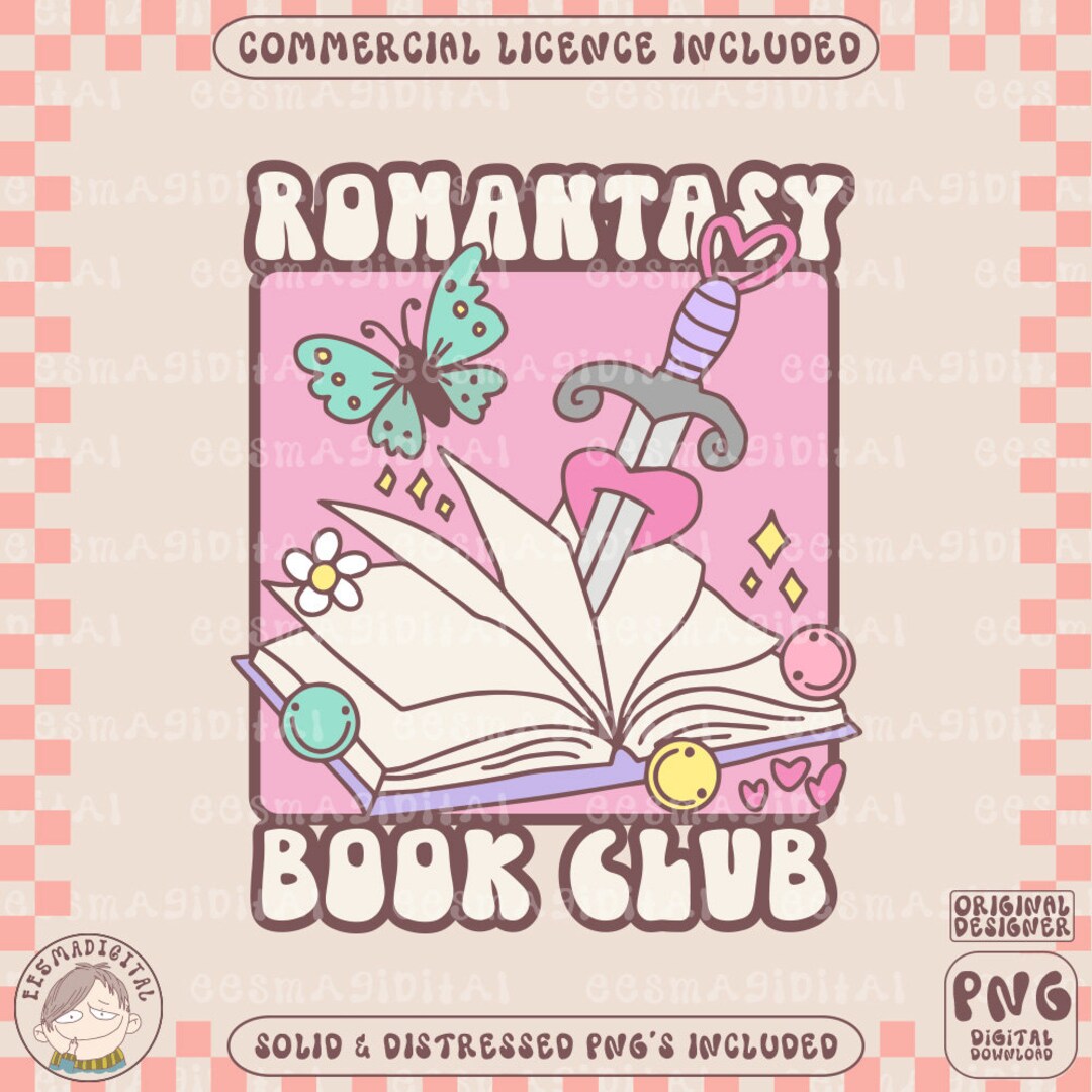 Romantasy Book Club PNG File, Cute Trendy Bookish Artsy Design for ...