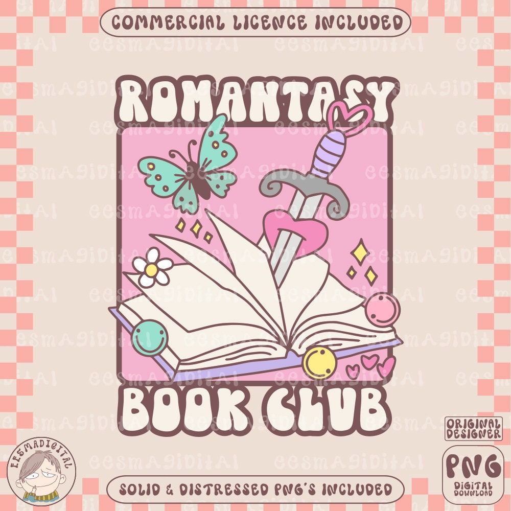 Romantasy Book Club PNG File, Cute Trendy Bookish Artsy Design for ...