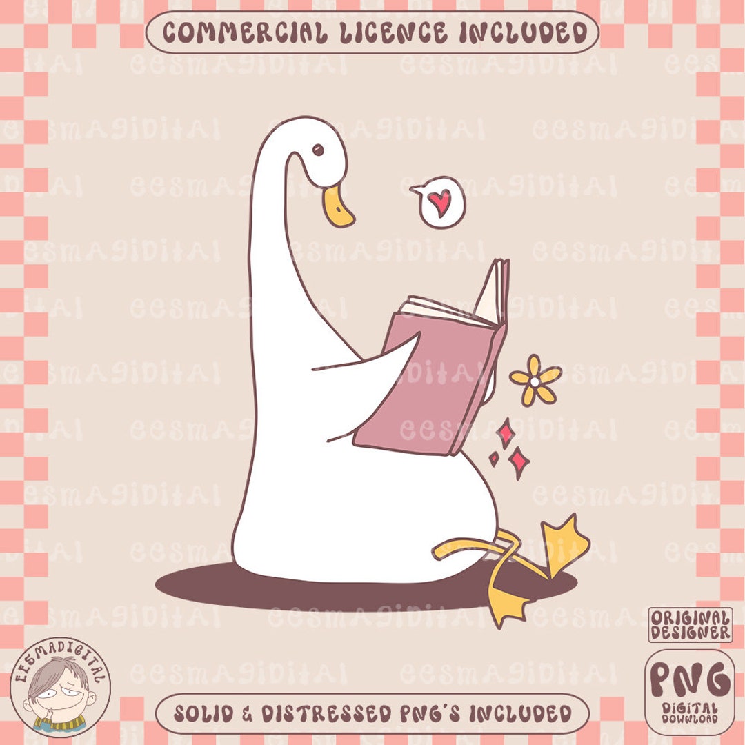 Cute Goose Reading Png Bookworm Funny Goose Sticker File, Shirt, Mug ...